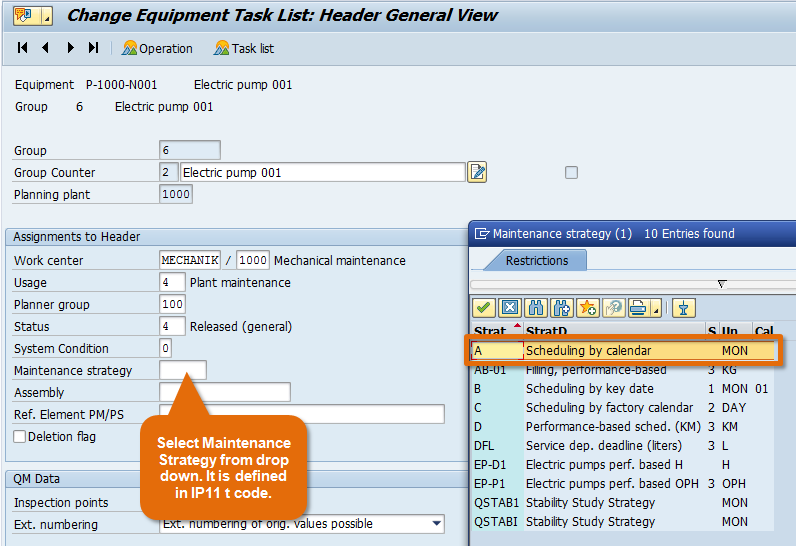 Equipment Task List In SAP PM