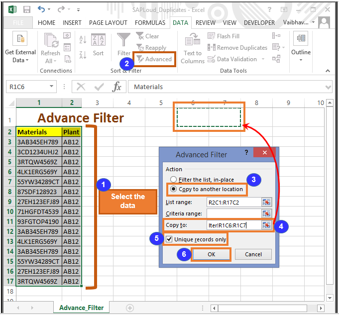 Advance Filter In Excel SAPLoud